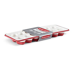 Rubbermaid Silicone Ice Cube Tray, Easy Release and Flexible, 14 Ice Cubes, 4 Trays, Red