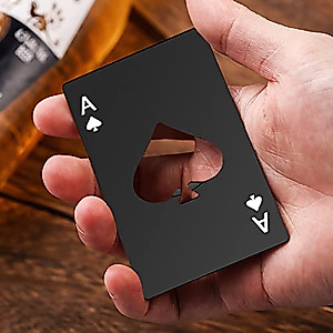 zoocm Poker Card Stainless Steel Flat 2 Pcs Beer Opener, Portable Ace of Spades Credit Card Size, Can Opener for Wedding Party Bar (Black), (MAN002)