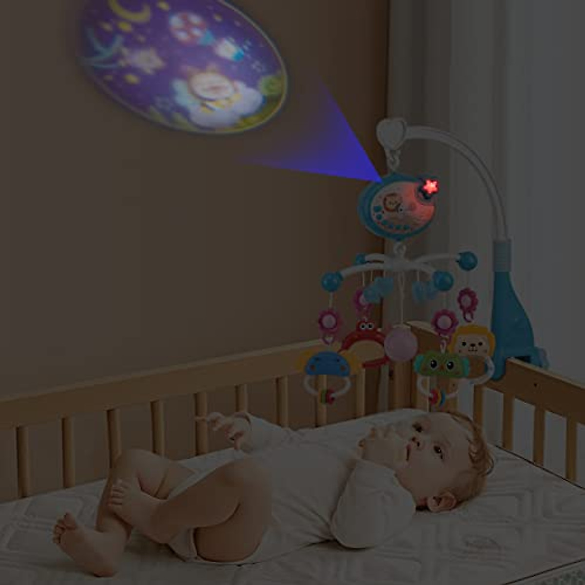 nicknack Baby Mobile for Crib Toys with Music and Lights, Baby Crib Mobile for Infants 0-6 Months