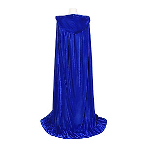 BIGXIAN Long Hooded Cloak Velvet Cape Witch Costume Halloween Costumes for Women Men (Blue, Large)