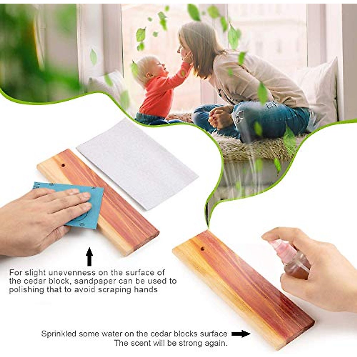 FunSpt 10 Pcs Cedar Blocks with Fragrance Odor 100% Nature Aromatic Red Ceder Blocks Cedar Planks