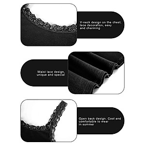 Sintege 3 Pcs Women's Lace Patchwork Tank Top Lace Camisole Tank Sleeveless Cami Crop Lacework Trim Y2k Tops(Small,Black, White, Coffee)