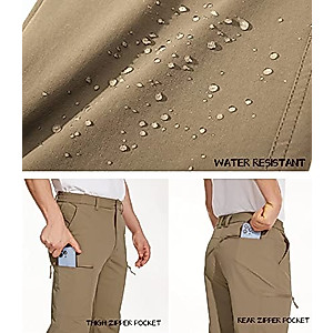 MAGCOMSEN Hiking Pants for Men Lightweight with Zipper Pockets Quick Dry Pants Men Travel Pants for Men Work Pants for Men Stretch Summer Pants for Men Black