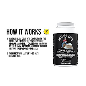 Grandpa Gus's Potent Rodent Repellent Powder Concentrate, Deters Rodents/Mice/Rats from Farm/Home/Garden/RV/Boat/Car/Garage & Chewing on Wires, 24 oz