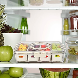 Divided Serving Tray with Handle, Lid & Removable Snack Box 8 Compartment Portable Snack Containers Snackle Box Snack Tray , Veggie Tray Charcuterie Boxes Fruit Tray Candy Organizer (1 PCS-4C)