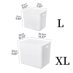 Yishyfier Plastic Storage Baskets Bins Boxes With Lids,Organizing Container White Storage Organizer Bins For Shelves Drawers Desktop Playroom Classroom Office,6-Pack(4XL+2L)