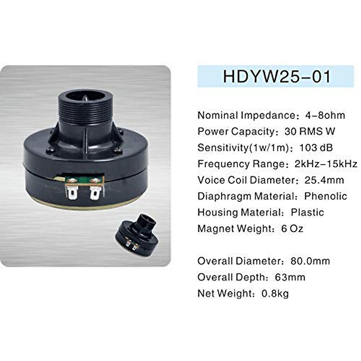 VOYZ 175 Watt Super Bullet Horn Driver 3” 8 ohms 18oz Magnet Threaded for Horn Mounting 1 Pair (2pcs) (VZ-995)