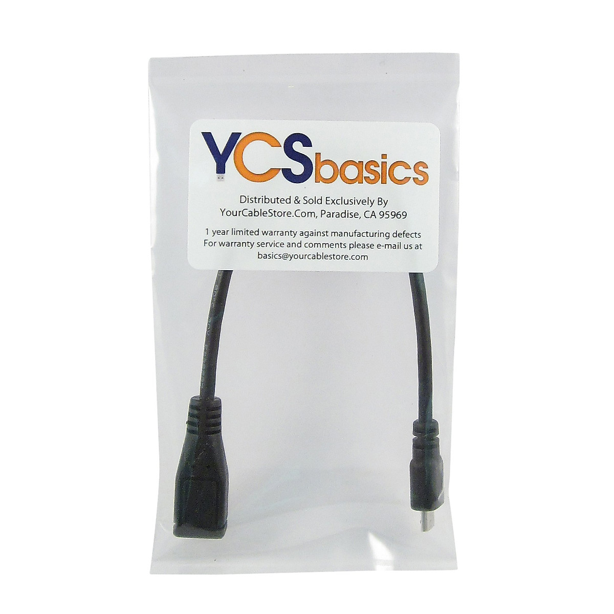 YCS Basics Black 6 Inch Cellphone/Tablet USB Micro Male to Female Sync & Charging Extension Cable