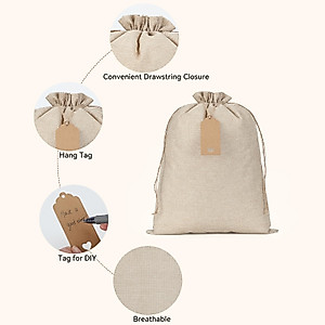 Tapleap Burlap Bags with Drawstring, 12 x 16 inches (Lot of 10) Burlap Favor Sacks for Wrapping Gifts, Birthday, Wedding, Party or Household Use Like Planting Flowers(Original)