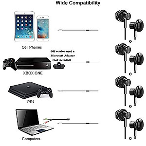 GEEKRIA 3.5MM Gaming Earphones Compatible with Google Stadia, New Xbox One, Luna, PS4, Cellphones, PC, Laptop, Earbuds Wired Stereo Bass in-Ear with Microphone and Volume-Control (Black)