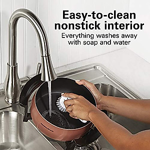 Hamilton Beach 3 Quart / 2.8 Liter 3QT Copper Electric Fondue Pot Set with Temperature Control, 6-Color Coded Forks, for Cheese, Chocolate, Hot Oil, Broth (86201)