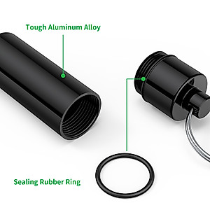 Portable Mini Pepper Shaker, 2 Pack Small Metal Storage Bottles with Keyring Travel Waterproof Aluminum Storage Container Holder Keychain