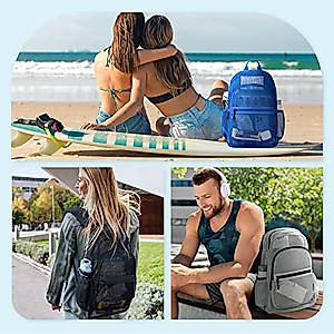mommore Mesh Backpack with Reinforced Padded Straps See Through Backpack for Diving, Working, Travelling, Beach, Gym, Black