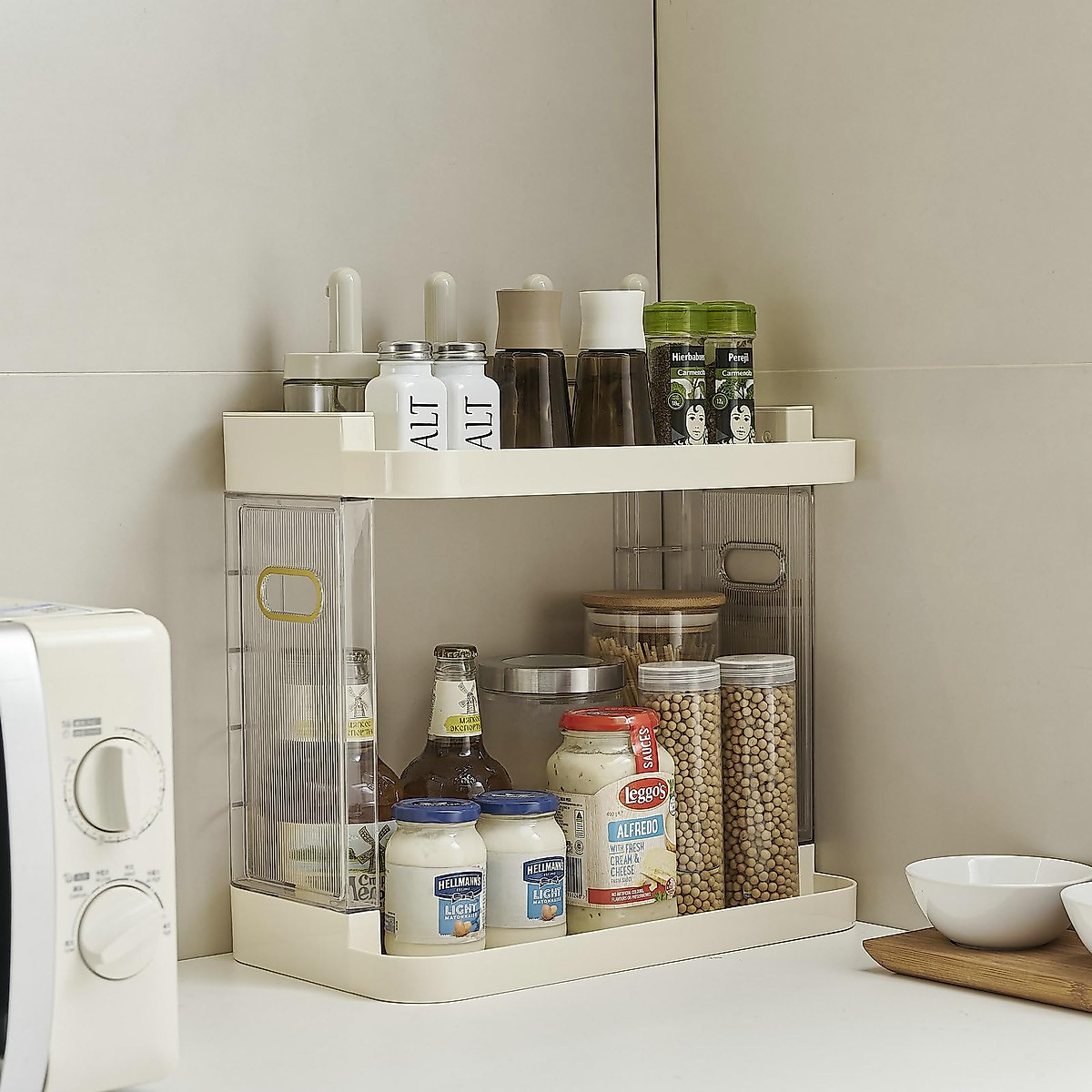 Bathroom Counter Organizer Countertop Storage 2-Tier, Kitchen Organizer Tray，Multi-Purpose Vanity Shelf Organizer，GT0528WK