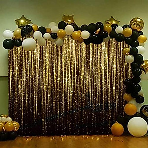 Black Gold Backdrop for Adult Kids Birthday Party Photo Backdrop Decorations Banner Golden Streamer Flash Banner Party Photography Background 7x5ft