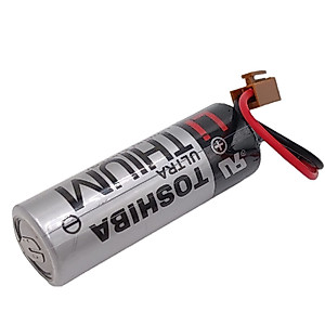 BATTEMALL (2-Pack 3.6V ER17500V Lithium Batteries Replacement PLC CNC Backup Battery with Plug for PLC Battery and M64 System