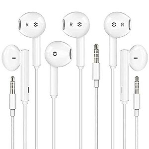 [Apple MFi Certified] Apple Earbuds/Headphone/Earphones with 3.5mm Wired Headphone Wired Earbud with Microphone Compatible with iPhone, iPod, iPad, MP3, Huawei, Samsung,White