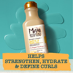Maui Moisture Strength & Length + Castor & Neem Oil Shampoo, Curly Hair Product for Dry, Damaged Hair, 13 Fl Oz