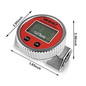 Vashly 1 Inch Turbine Fuel Flow Meter with NPT Counter and Digital LCD Display Flowmeter for Measure Diesel Kerosene Gasoline (1 Inch)