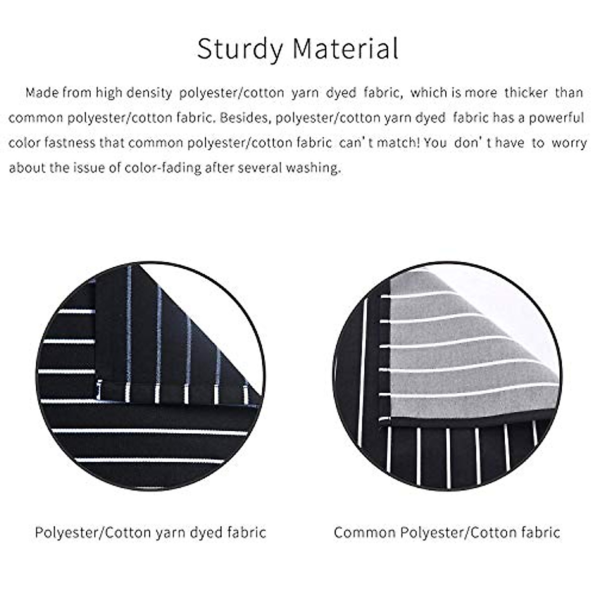 ALIPOBO Aprons for Women and Men, Kitchen Chef Apron with 3 Pockets and 40" Long Ties, Adjustable Bib Apron for Cooking, Serving - 32" x 28" - Black/White Pinstripe - 1 Pcs