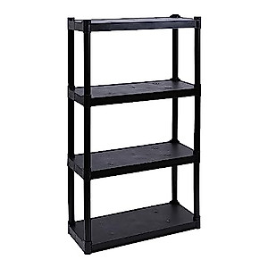 Iceberg Rough n Ready Open Storage System, Four-Shelf, Injection-Molded Polypropylene, 32w x 13d x 54h, Black