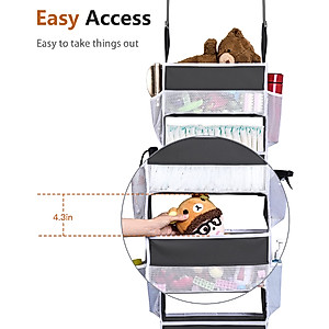 ULG Over Door Organizer with 4 Large Pockets 6 Mesh Side Pockets, 33 lbs Weight Capacity Hanging Storage Organizer with Clear Window for Bedroom Nursery, Baby Kids Toys, Diapers, Dark Grey (1 Pack)