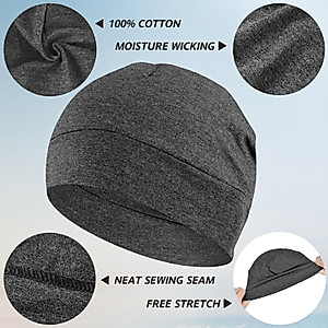 Headshion Cotton Skull Caps for Men Women,4-Pack Lightweight Beanie Sleep Hats Breathable Helmet Liner
