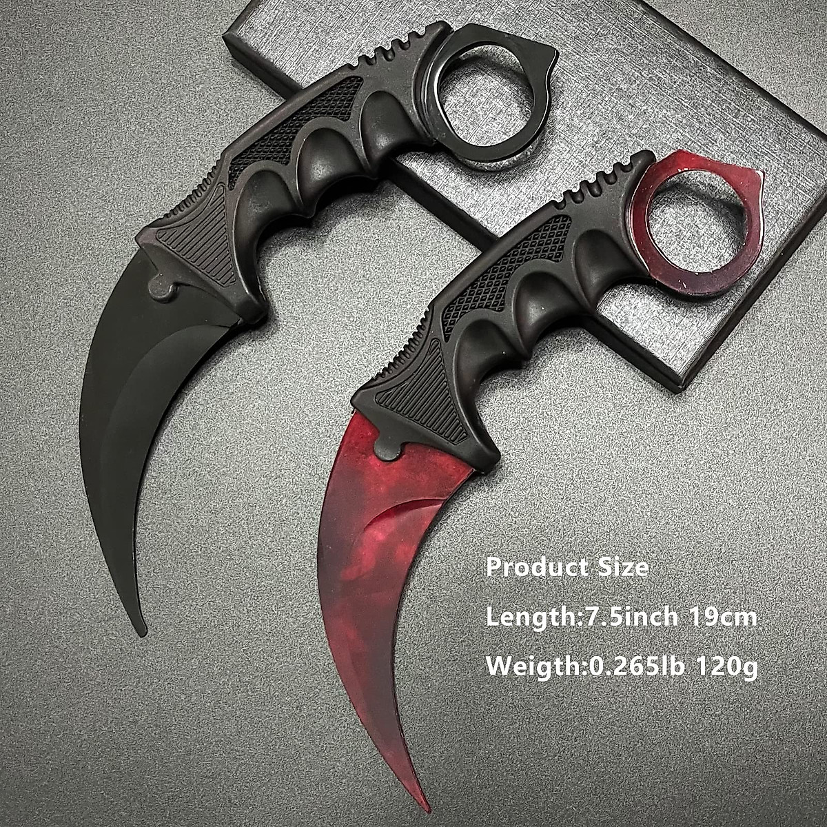 Karambit Knife Trainer Stainless Steel Practice Karambit Knife Fixed Blade Training Karambit Knife with Sheath and Cord Suitable for Hiking, Adventure, Survival and Collection 2 Pieces(Black Red)