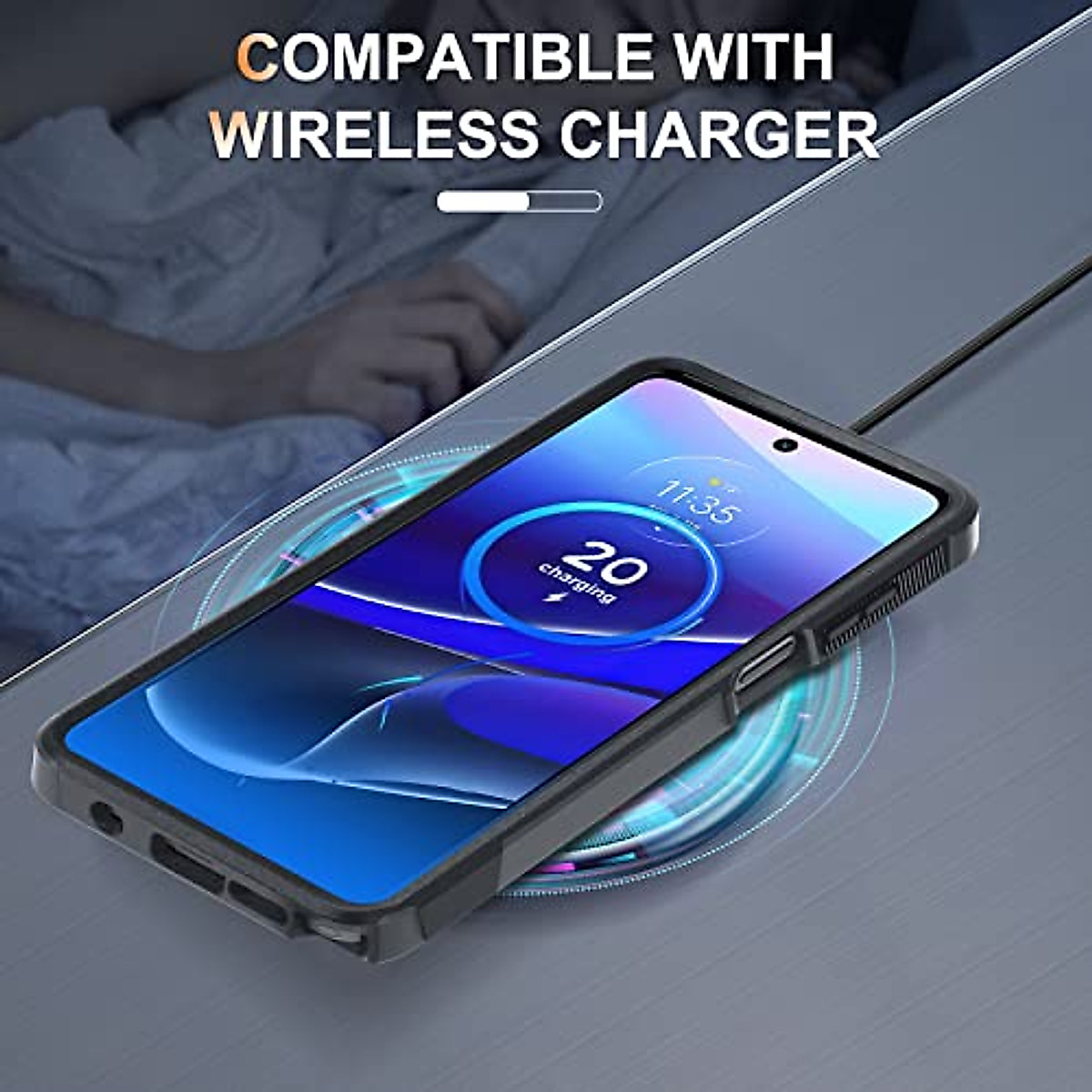 Motorola Moto G Stylus 5G 2022 Case with Tempered Glass Screen Protector,Heavy Duty Rugged Shockproof Full Body Protective Phone Cover,Black Matte