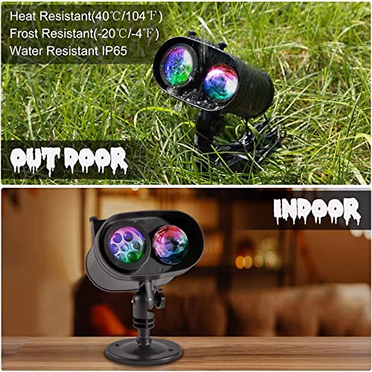 Christmas Outdoor Reflectors Nativity Projector Light Ocean Wave Projector 2in1 3D LED 18 HD Slides Window Wonderland Projector House Xmas Indoor Holiday Party Projection Lights All Seasons