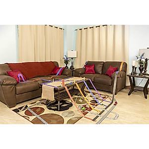 Race Car Track Road Tape Kids Toy Car Party Tape-Sticker Roll for Cars Track and Train Sets, Stick to Floors and Walls, Quick Cleanup (Railway, 2 Rolls)