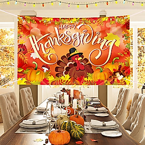 Large Thanksgiving Banner Decorations Outdoor 72x44 Inch,Turkey Maple Leaf Pumpkin Decorations Gifts for Indoor Home House Decor Party Supplies,Yard Sign Background for Photography