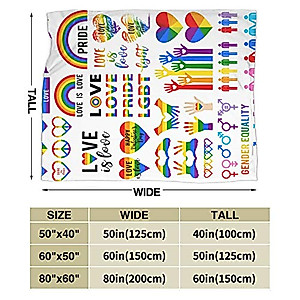 Feartdiy LGBT Gay Pride Rainbow Flag Blanket for Kids Adults Women,Soft Fleece Throw Blanket Cozy Bed Blankets King Size for Couch Bed Travel Camping 50"X40"