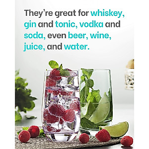 MITBAK 13- OZ Colored Highball Glasses (Set of 6) | Drinking Glasses Tumblers for Mixed Drinks, Water, Juice beer, cocktail | Glassware Set, Excellent Gift | Glass Cups Made in slovakia