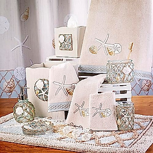 Avanti Linens - Waste Basket, Decorative Trash Can, Beach Inspired Bathroom Accessories (Seaglass Collection)