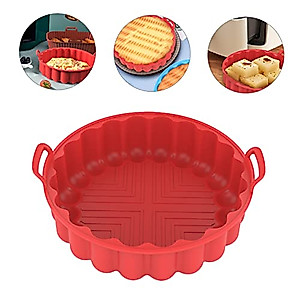 ULTECHNOVO Silicone Bakeware Air Fryer Instapot Air Fry Oven Air Fittings Silicone Air Fryer Liner Silicone Air Fryer Basket Silicone Pot for Air Fryer Air Fryer Baking Pots Silica Gel Red