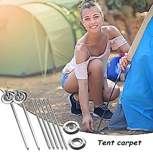 10 Sets Patio Rug Stakes 6 Inches Outdoor Rug Stakes Stainless Steel RV Mat Stakes Rug Spikes Patio Ground Stakes for Garden Camp Rug Outside Mat Carpet Tent