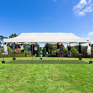 COBIZI 10x30 Heavy Duty Pop up Canopy with 8 sidewalls Stable Wedding Outdoor Tents for Parties Canopy Pop Up Party Tent UPF 50+ Waterproof Commercial Gazebo with Roller Bag, White(Windproof Upgraded)