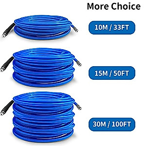 Sewer Jetter Kit for Pressure Washer，50FT Clog Hog Drain Cleaner Hose 5800PSI NPT 1/4 Inch Hose Button Nose and Rotating Sewer Jetting Nozzle, Orifice 4.0, 4.5