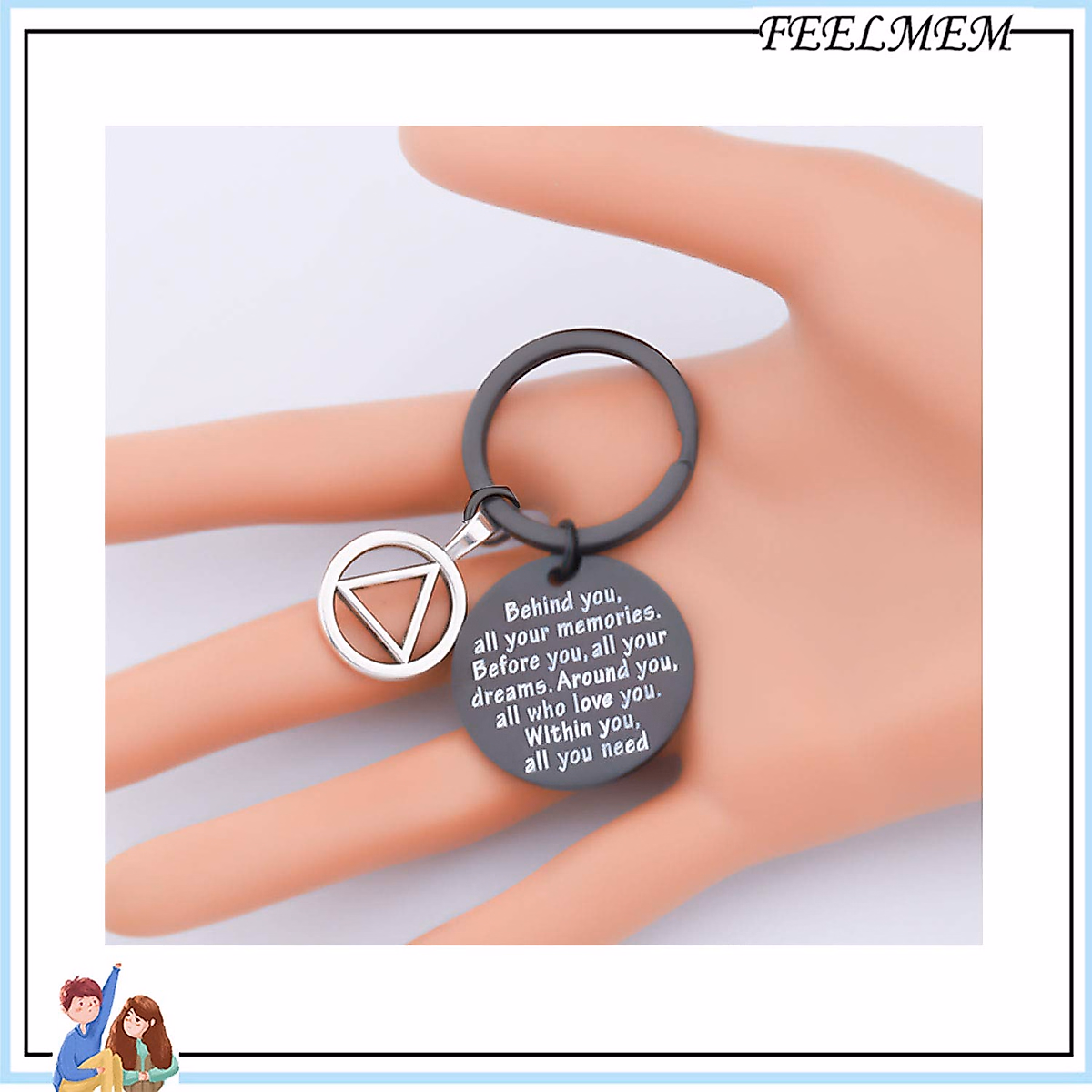 FEELMEM Sobriety Gift Keychain Addiction Recovery Gift AA Alcoholics Anonymous Warrior Recovery Gift New Beginnings Gift(black)