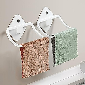 White Towels Bathroom Towel Ring Towel Rack Wall Mounted Hand Towels Holder Towel Hanger Hand Towel Rod for Bathroom Organizer Kitchen Storage Plastic Organizers