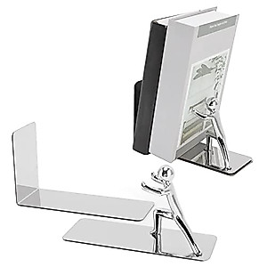 Agatige Metal Bookends, Book Stoppers Fung Fu Man Heavy Duty Stainless Steel Man Bookends Nonskid Bookends Art Bookend