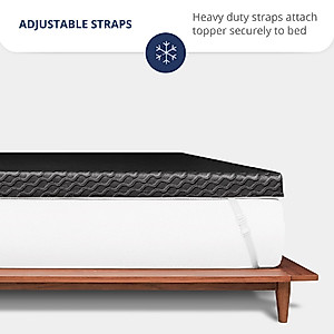 ViscoSoft 4 Inch Active Cooling Memory Foam Mattress Topper Queen - Made in USA Select Copper-Infused Black Mattress Pad