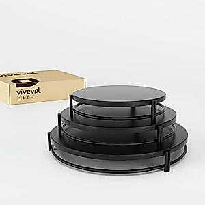 Vivevol Set of 3 Cake Stands, Cake Plate, Dessert Stand, Cupcake Stand for Parties, Home Decorating Stand Dessert Display(8” 10” 12”) (Black)