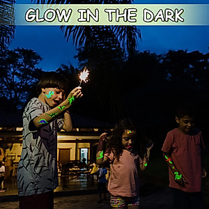 GLOW IN THE DARK: Easy to use: Choose your favorite dinosaur, tear it off, wet the fake tattoo with water, wait 20-30 seconds, and finally gently tear off the white surface. You will get a glowing