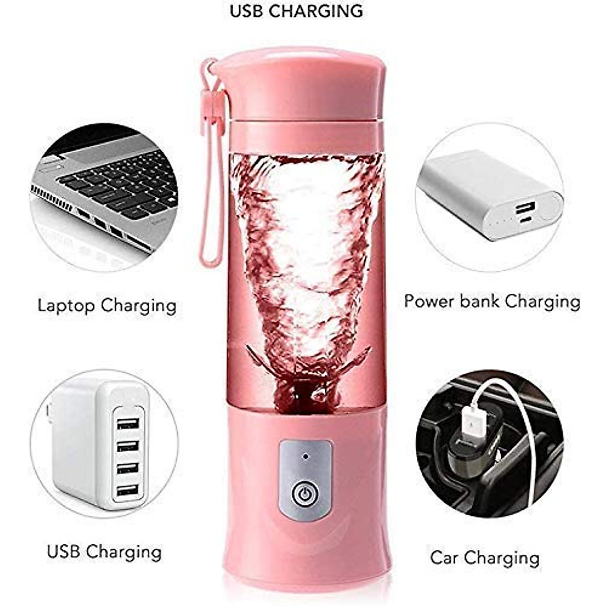 2psc Portable Blender, USB Travel Juice Cup Baby Food Mixing Juicer Machince with Updated 6 Blades with Powerful Motor 4000mAh Rechargeable Battery,13Oz Bottle