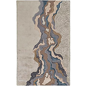 Feizy Serrano Modern Viscose Rug, Beige/Blue, 8' x 10' Area Rug