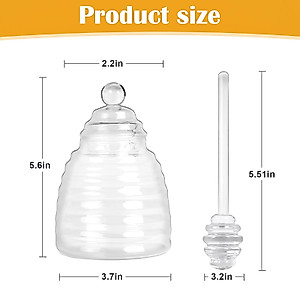 SlZKADY 15.5 Oz Honey Pot with Dipper and Lid,Glass Honey Jar,Honey Dispenser,Clear Glass Honey Container for Home Kitchen,Store Honey and Syrup,Easy to Clean