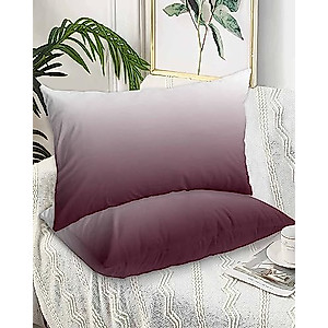 Edwiinsa Wine Red Ombre Pillow Covers Standard Size Set of 2 20x26 Bed Pillow, White Modern Abstract Art Aesthetics Plush Soft Comfort for Hair/Skin Cooling Pillowcases with Envelop Closure