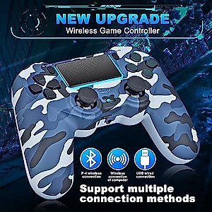 ZOKIKY Wireless Controller for PS4,Remote for Playstation 4/Pro/Slim/,with Double Shock/Audio/Six-axis Motion Sensor（Camouflage Blue）